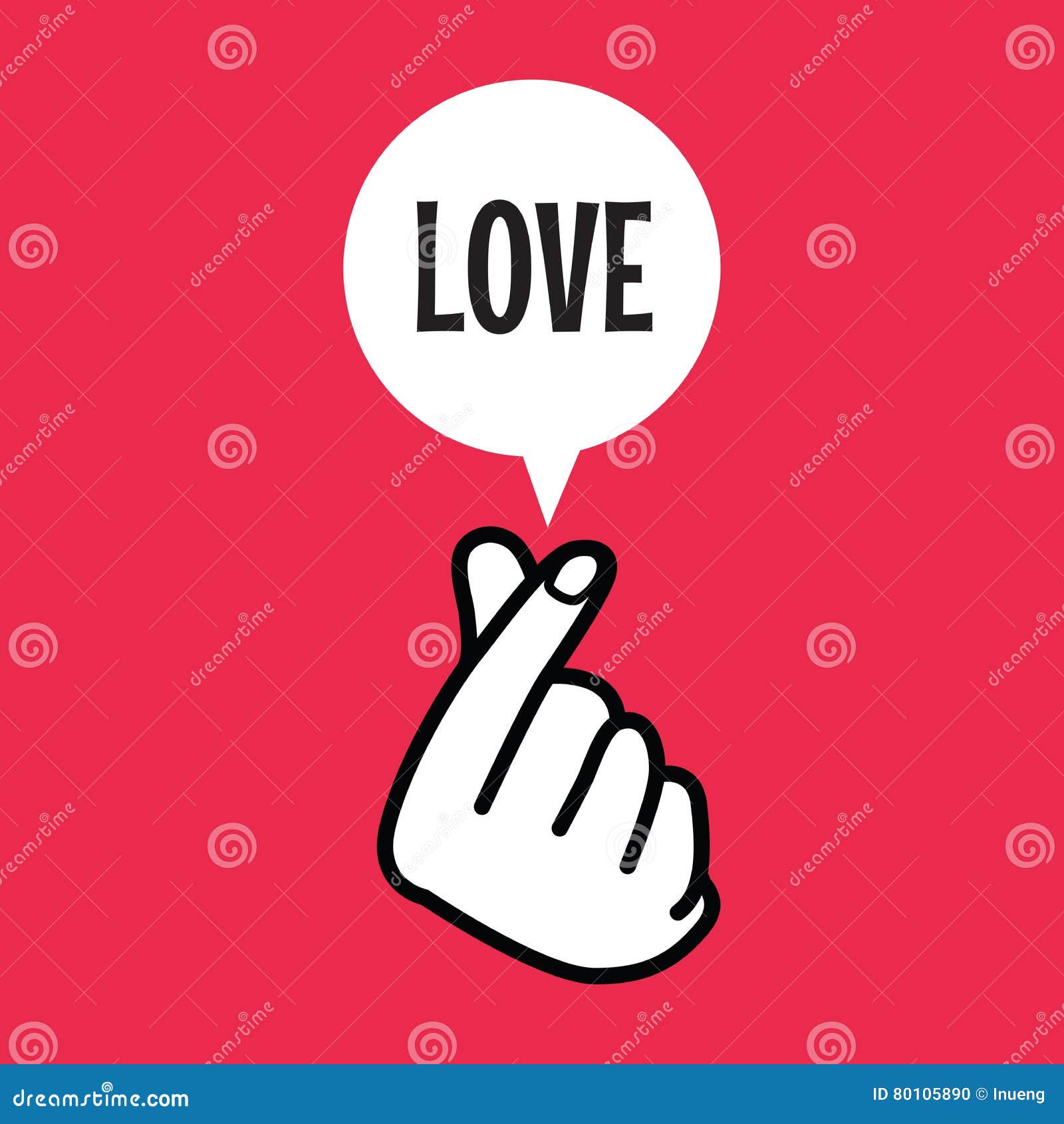 Finger Heart Sign Symbol with Love Balloon Text. Stock Vector ...