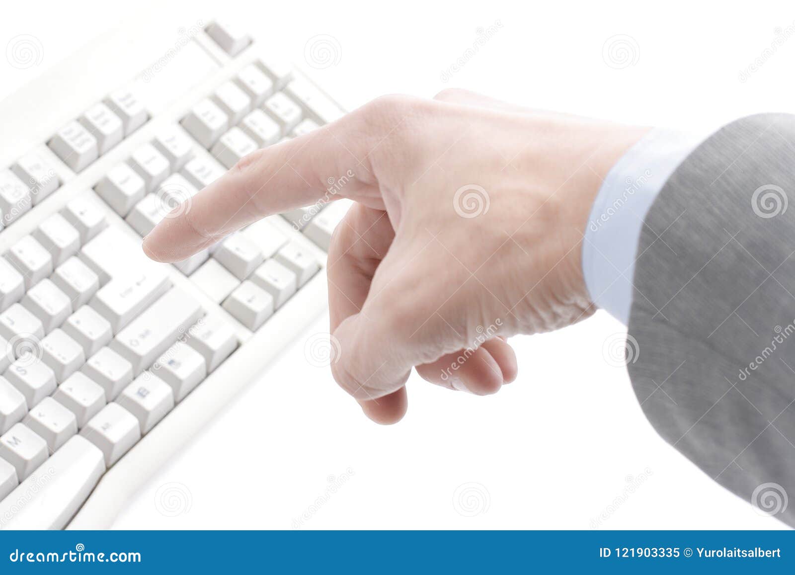 Finger Hit the Button on the Old Computer Keyboard Stock Image - Image ...