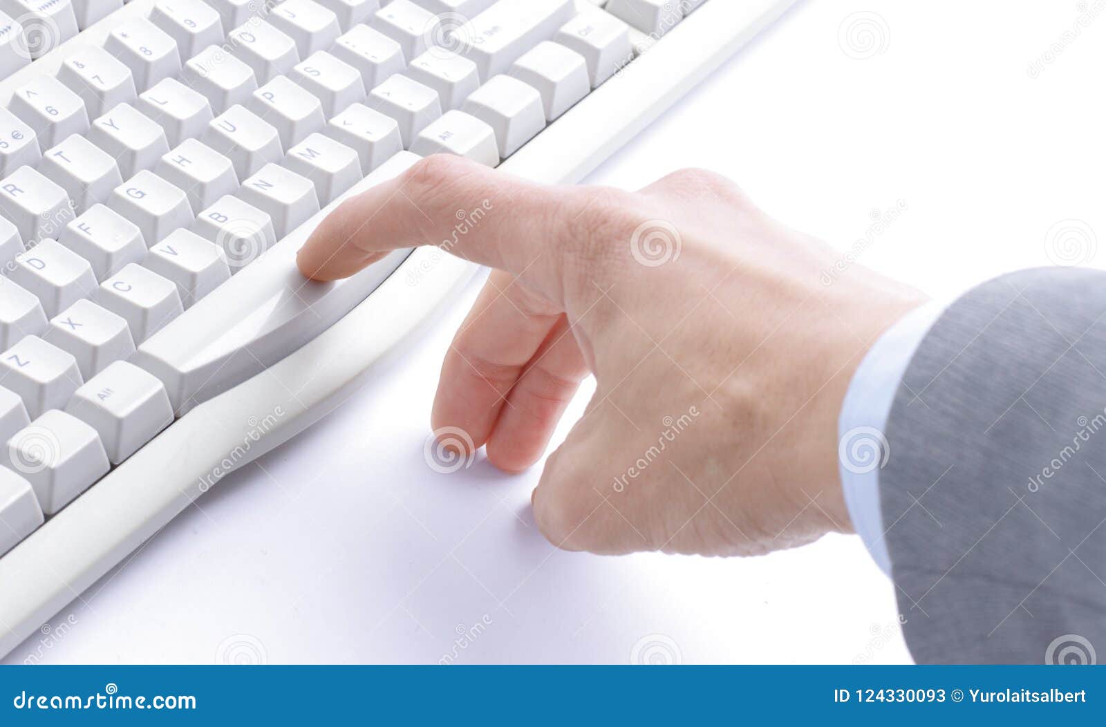Finger Hit the Button on the Old Computer Keyboard Stock Image - Image ...