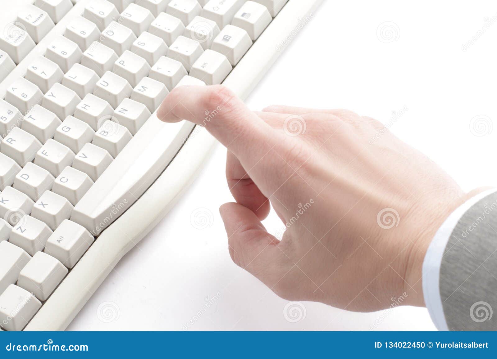 Finger Hit the Button on the Old Computer Keyboard Stock Photo - Image ...