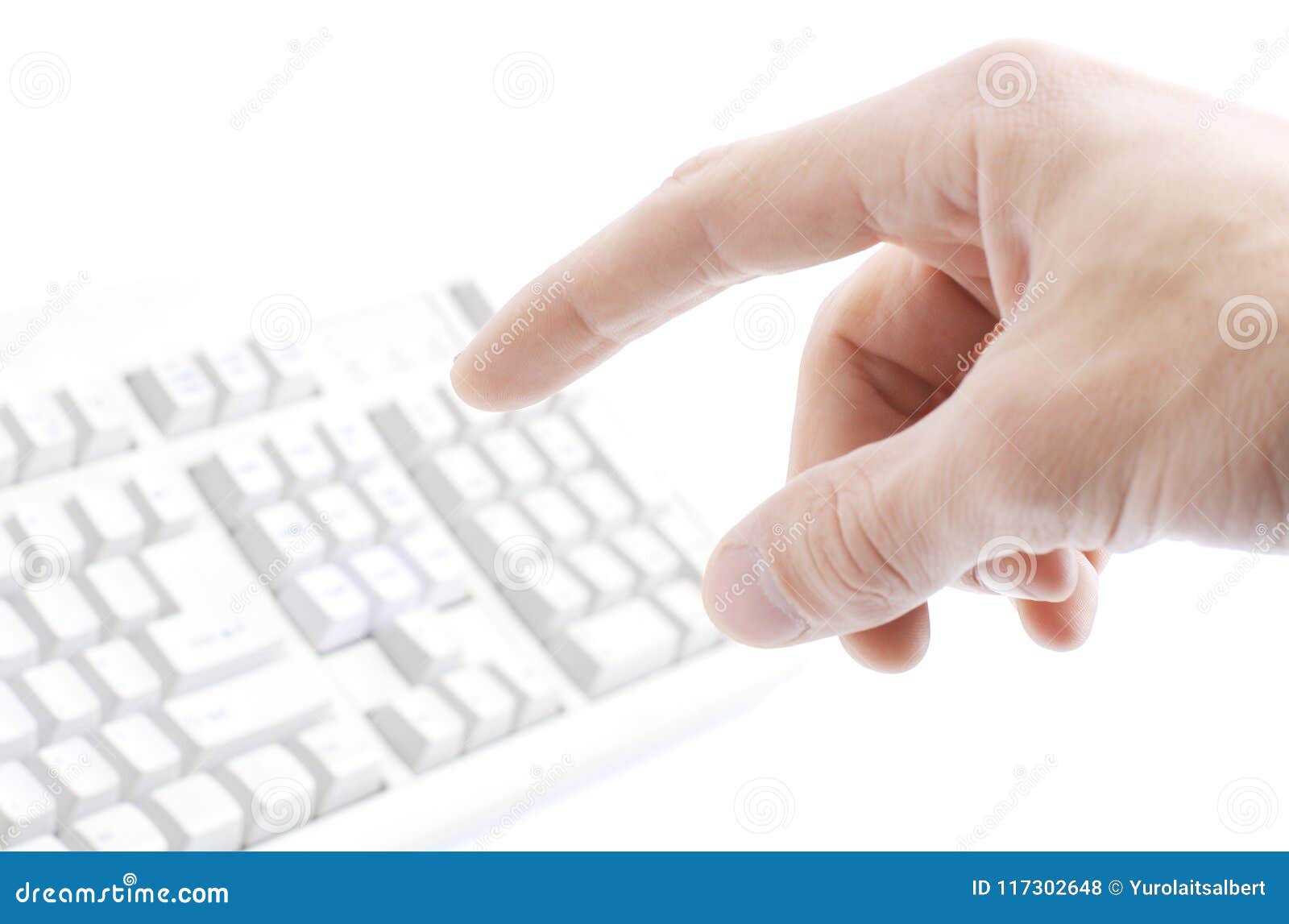 Finger Hit the Button on the Old Computer Keyboard Stock Photo - Image ...