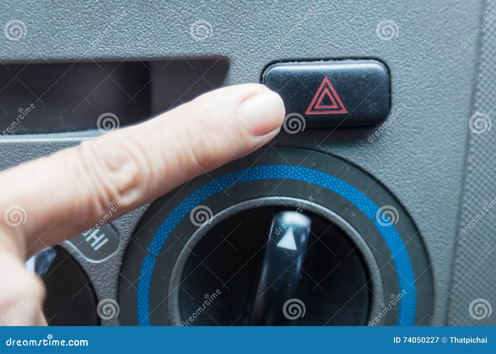 Finger Hitting Car Emergency Light Button Stock Image - Image of alarm ...