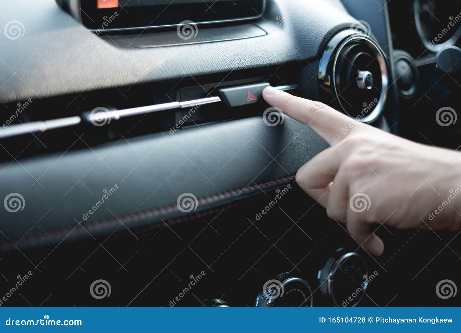 Finger Hitting Emergency Button in the Car Stock Photo - Image of ...