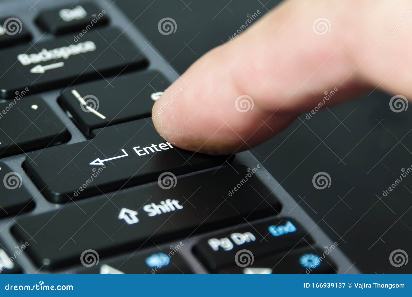 A Finger Hitting Enter Button on Notebook Keyboard Stock Image - Image ...