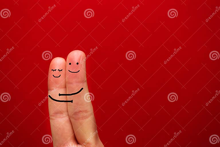Finger Hug with Abstract Lights and Painted Smiley - Image Stock Photo ...