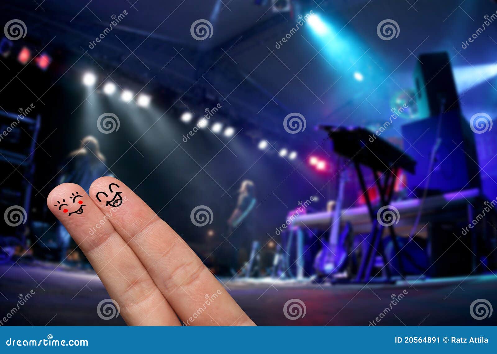 Finger Hug at an Open-air Live Concert Stock Image - Image of band ...