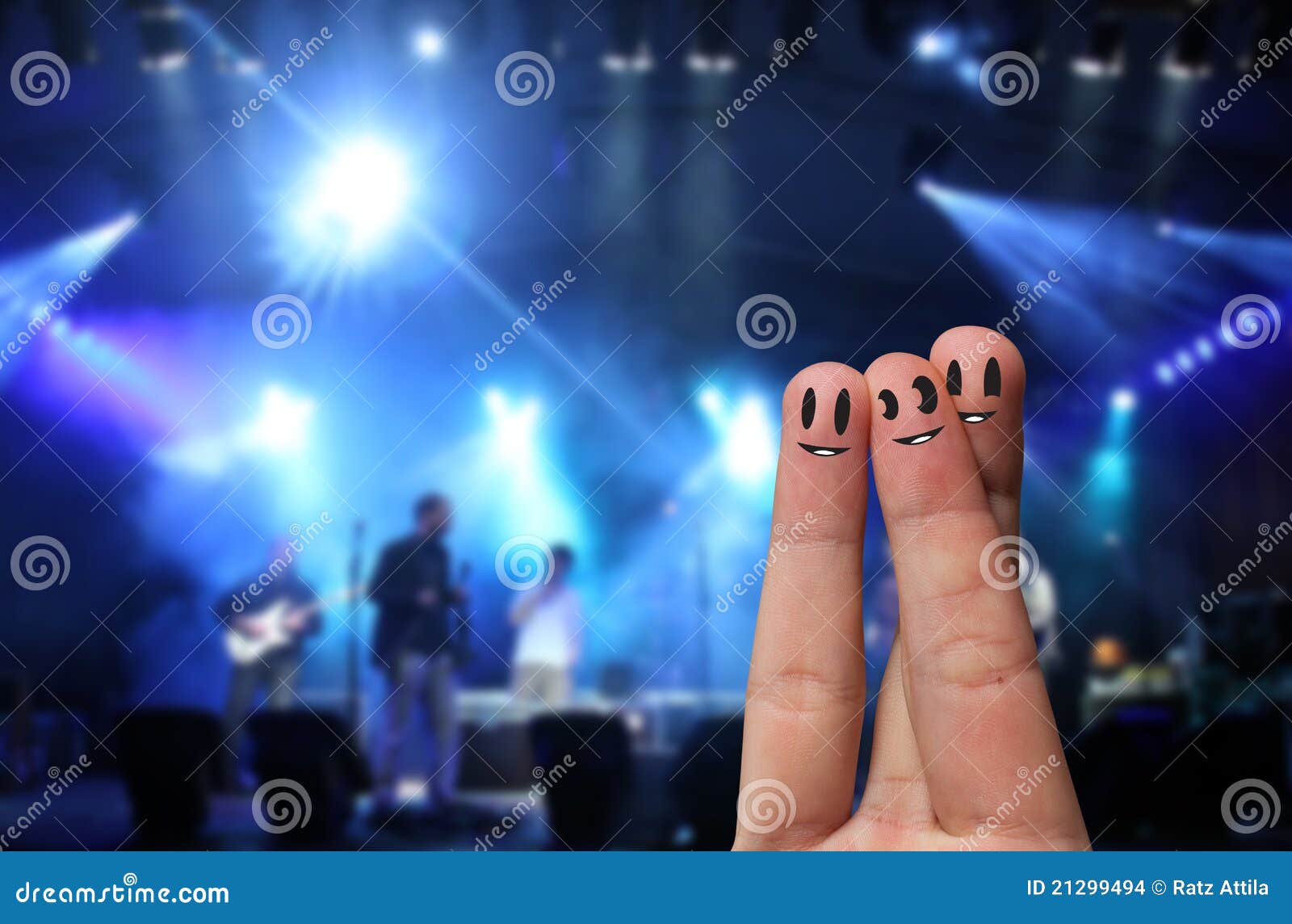 Finger Hug at an Open-air Live Concert Stock Photo - Image of light ...