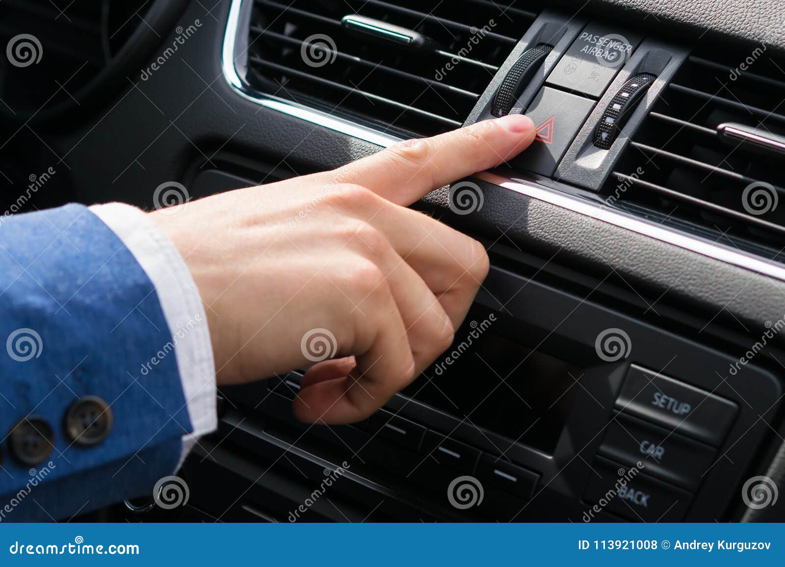 Finger of a Human Hand Presses the Button of Emergency Lighting during ...
