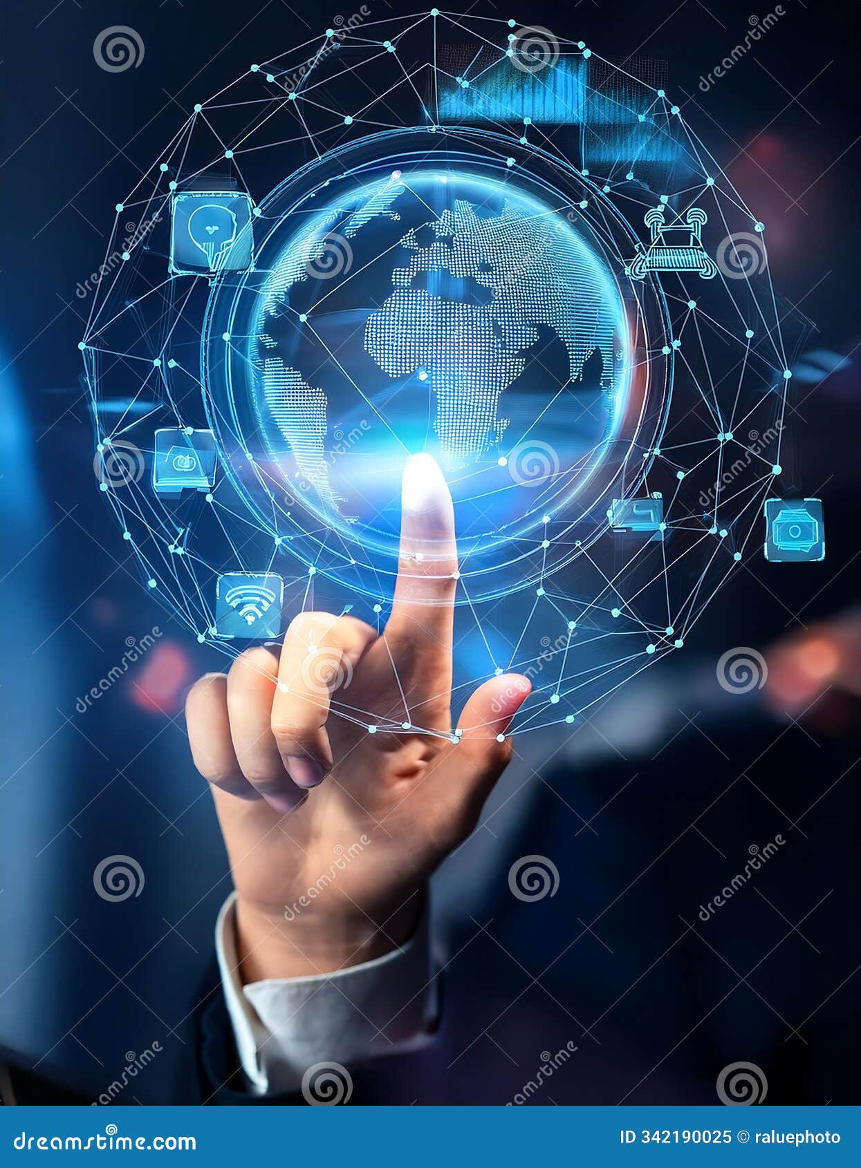 A Finger Interacts With A Digital Globe, Symbolizing Global ...