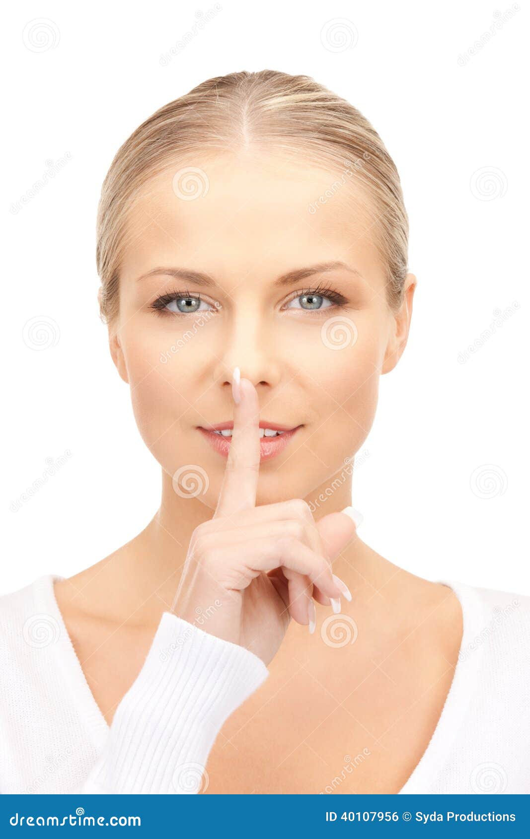 Finger on lips stock photo. Image of lovely, hand, female - 40107956