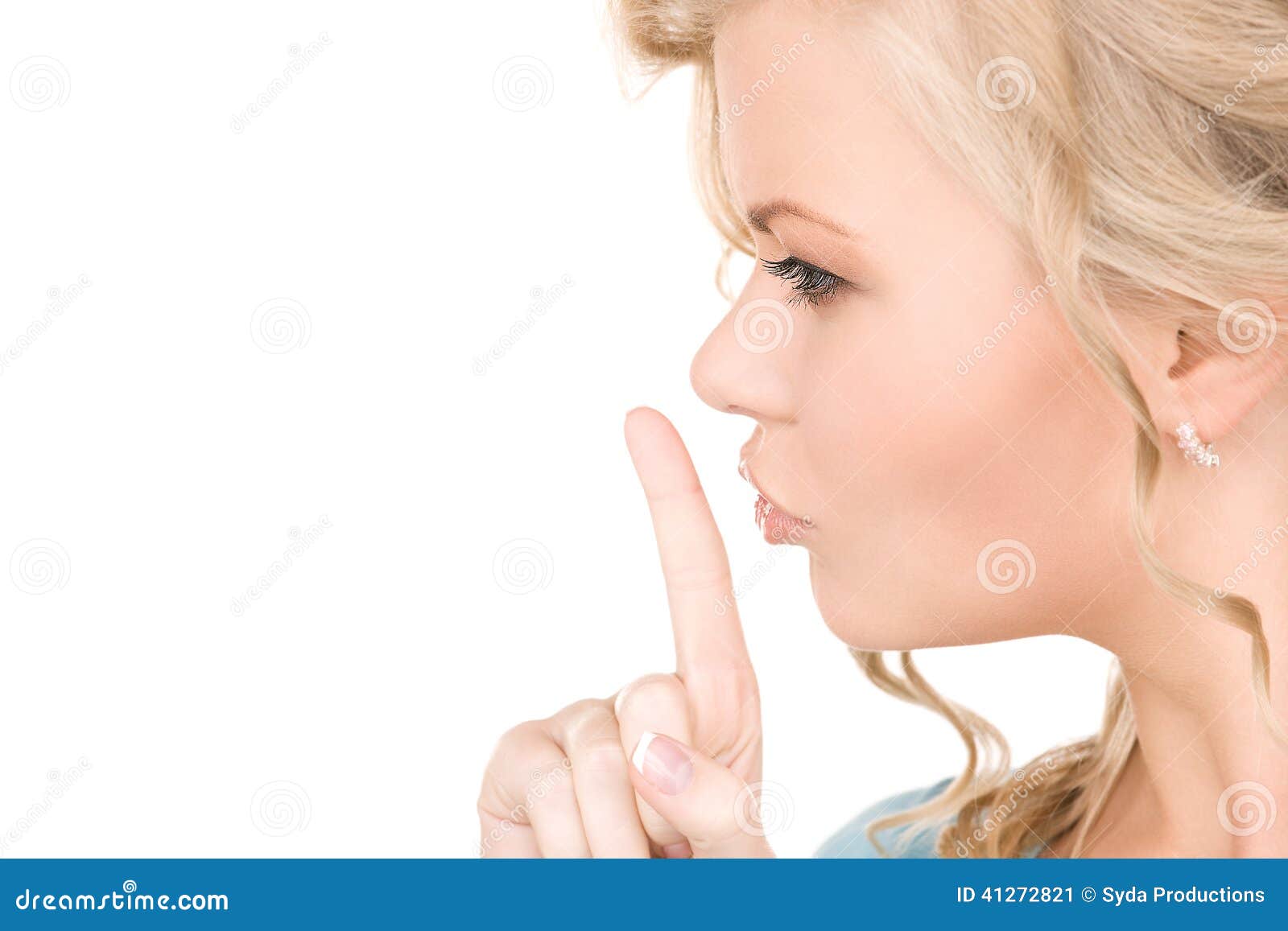 Finger on lips stock image. Image of blonde, lips, gorgeous - 41272821