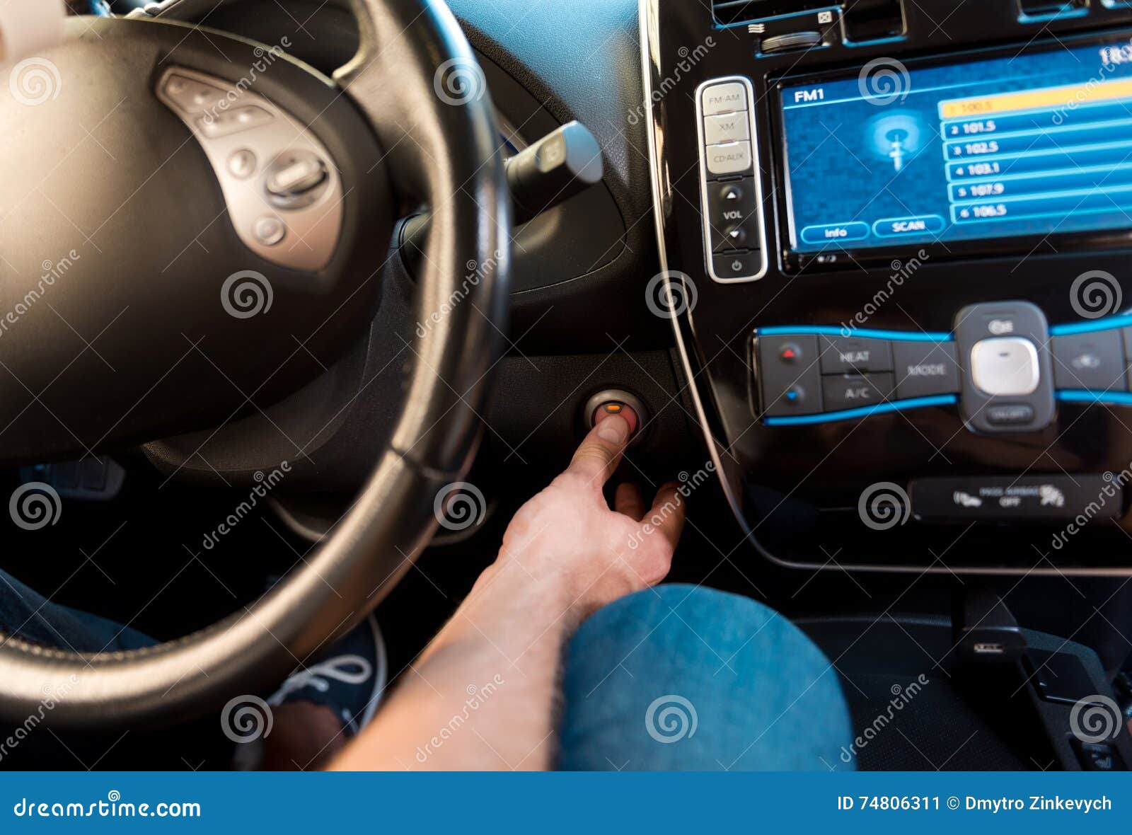 Finger of Man Pressing Start Button Stock Image - Image of power ...