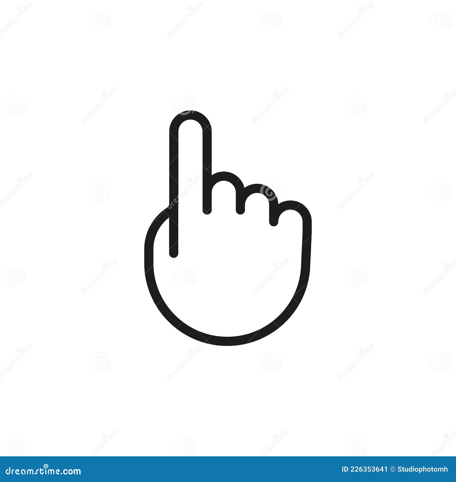 Finger Mouse Cursor For UI Button Design. Click Line Symbol Cartoon ...