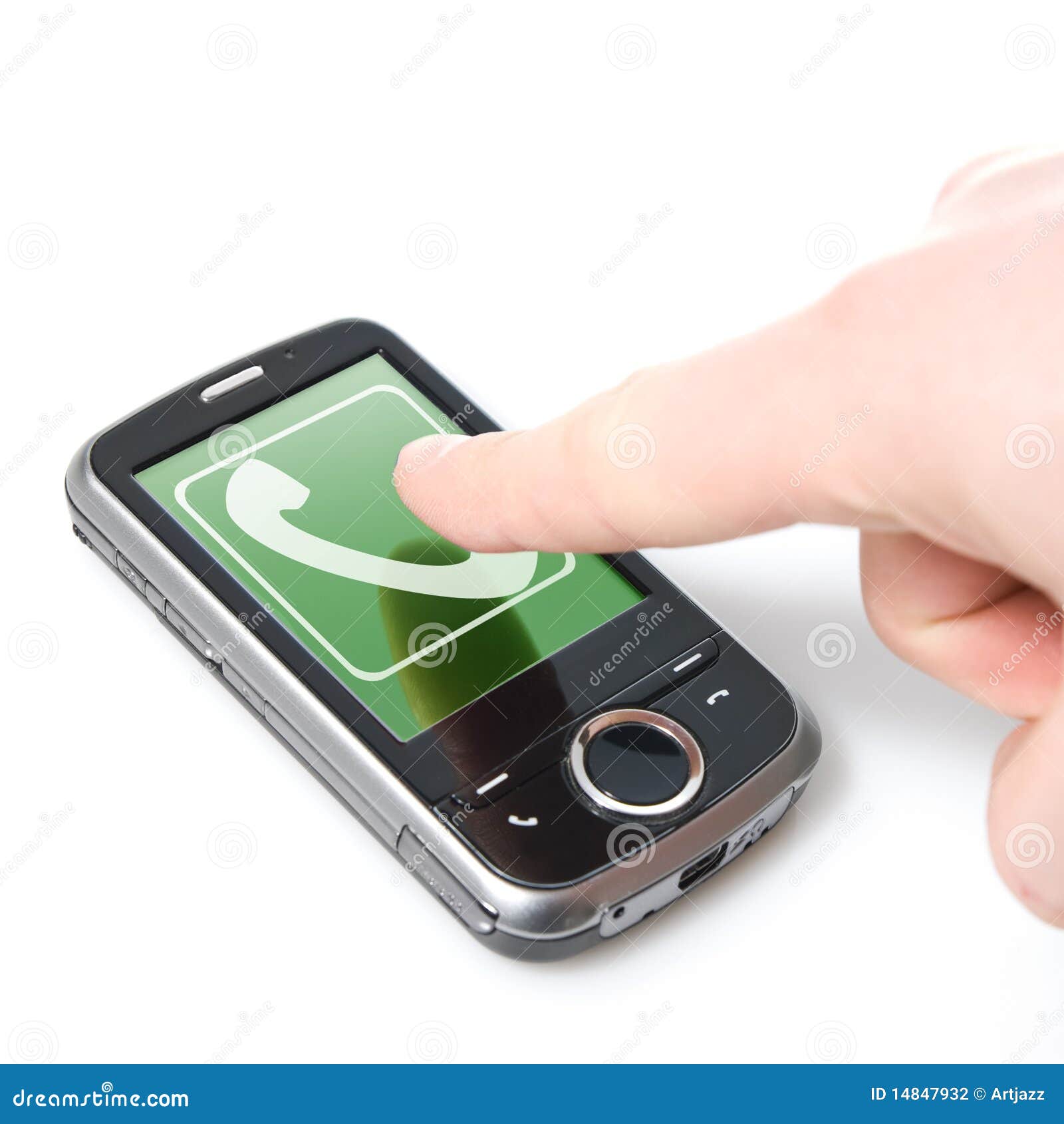 Finger and Pda with Incoming Call Stock Photo - Image of computer ...