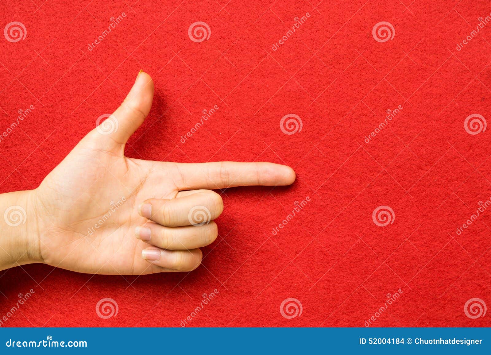Finger Point Red Background Stock Photo - Image of left, closeup: 52004184