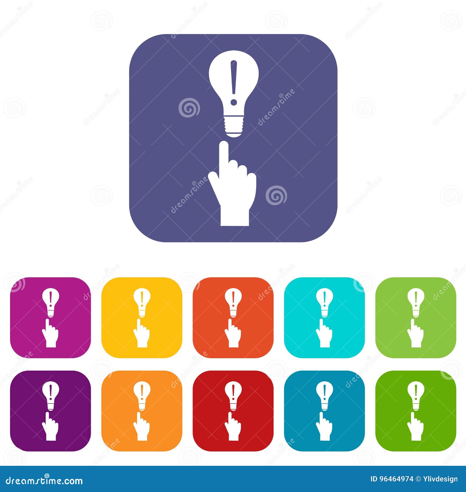 A Finger Pointer and Light Bulb Icons Set Stock Vector - Illustration ...
