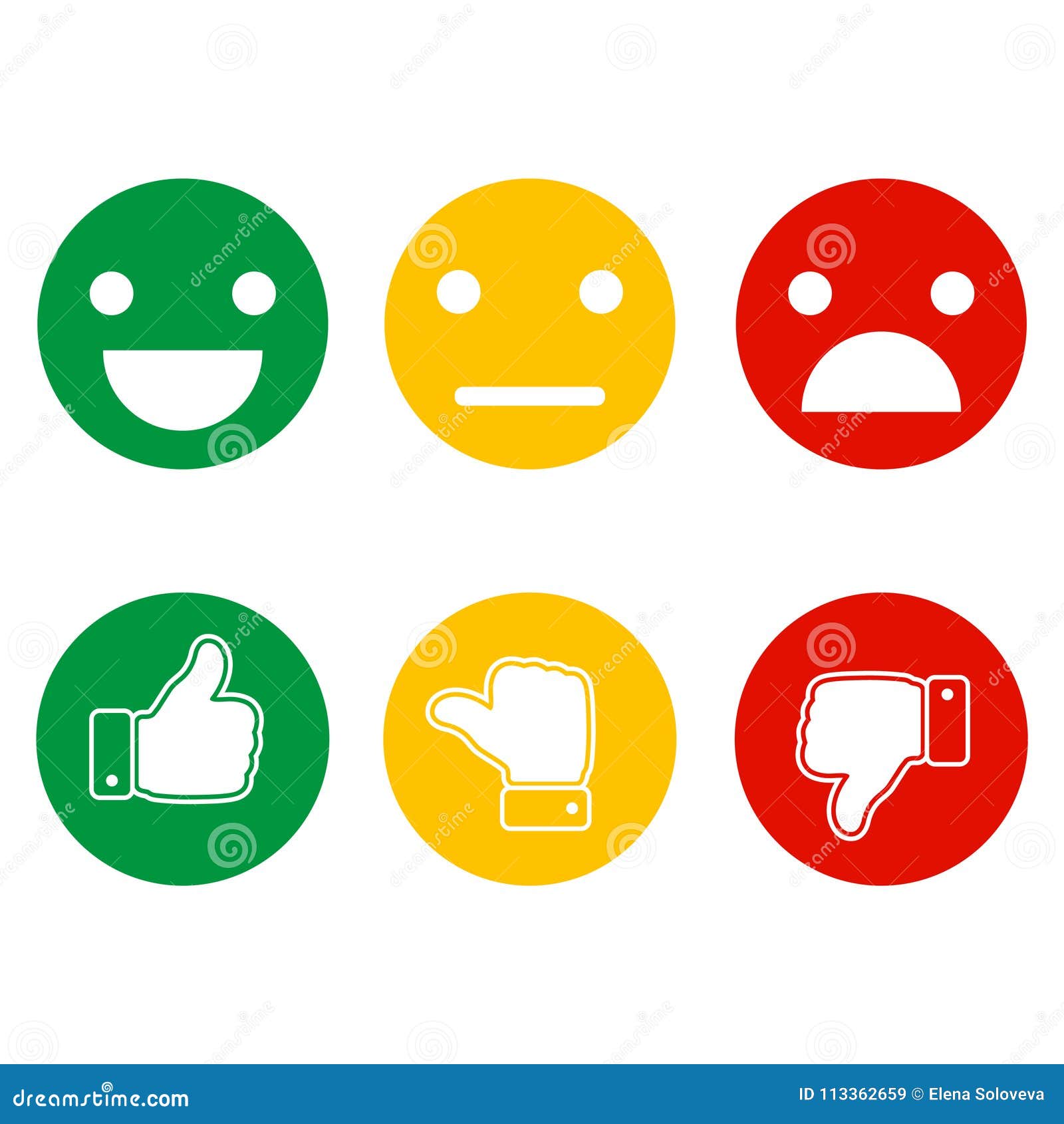 3 Smileys On White Background Happy, Satisfied, Dissatisfied And ...