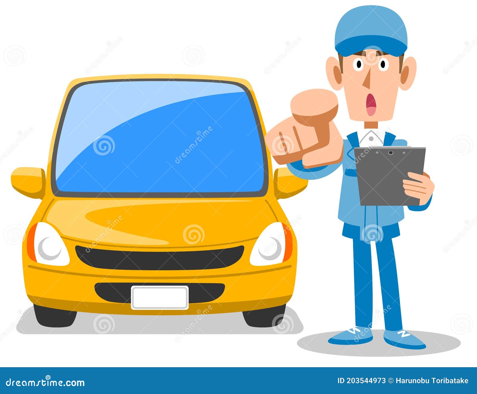 Finger-pointing Auto Mechanic and Car Stock Vector - Illustration of ...
