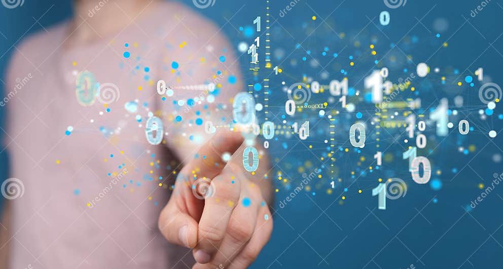 Finger Pointing on a 3d Floating Digital Illustration of Numbers of ...