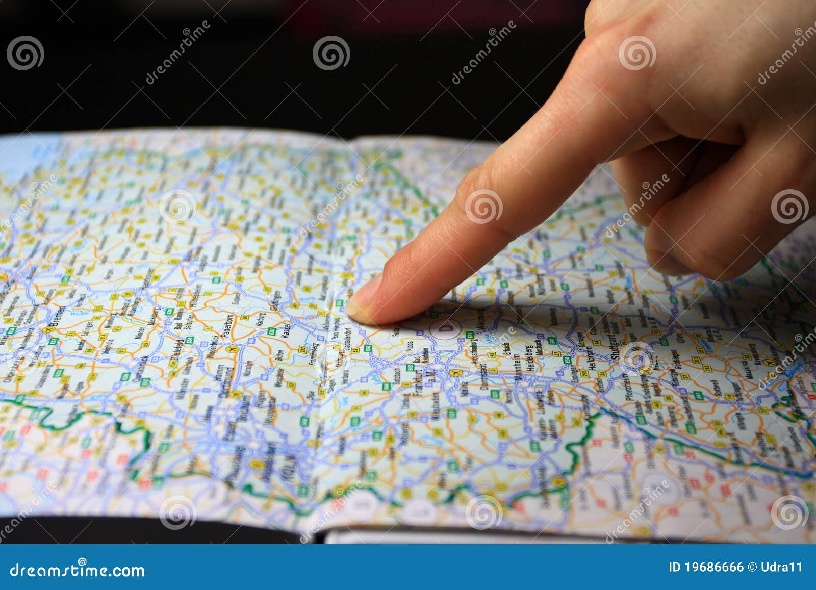 Finger Pointing Destination Target on Map Stock Photo - Image of ...