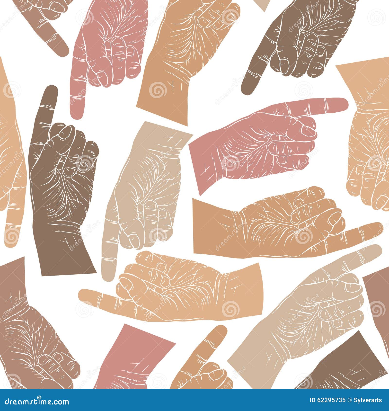 Finger Pointing Hands Seamless Pattern, Vector Background Stock Vector ...
