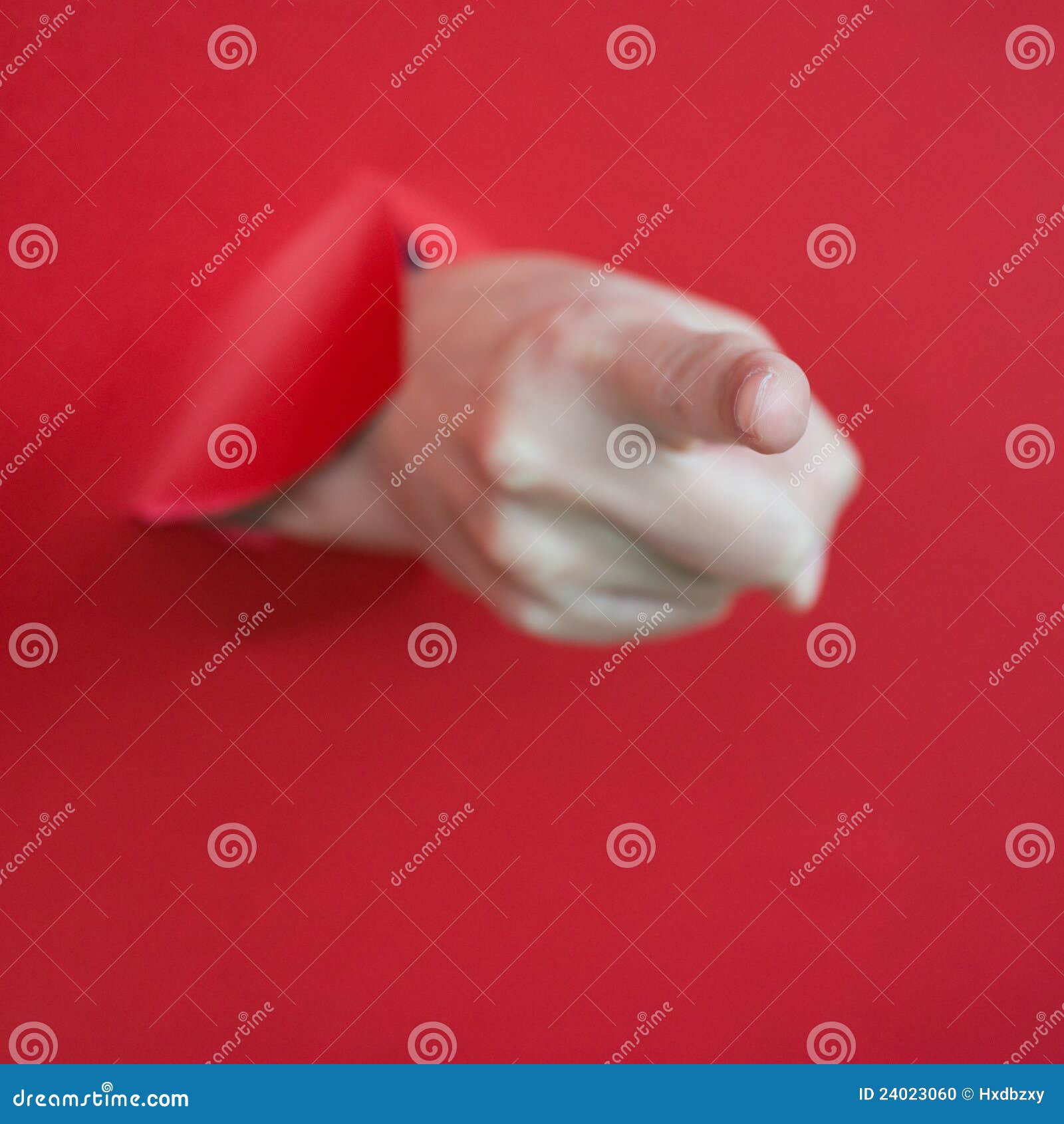 Finger Pointing through Red Paper Stock Photo - Image of concepts, hand ...