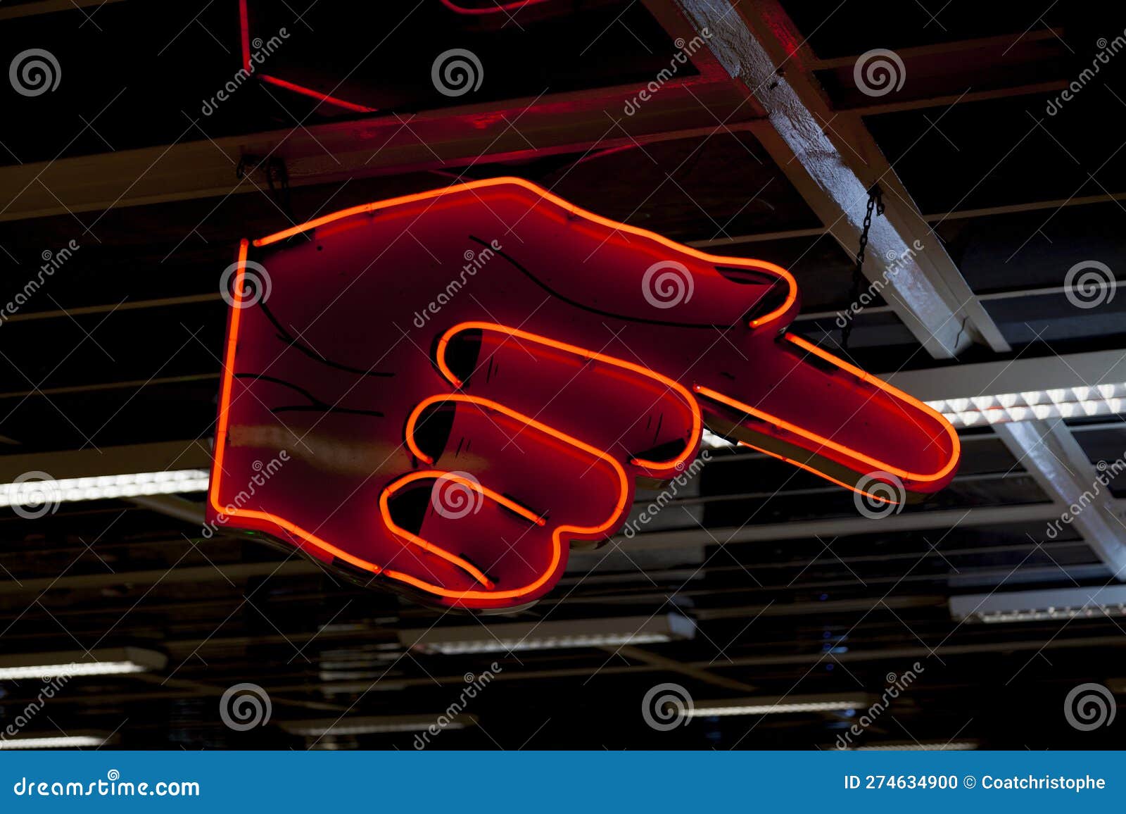 Finger Pointing Right - Neon Light Stock Photo - Image of horizontal ...