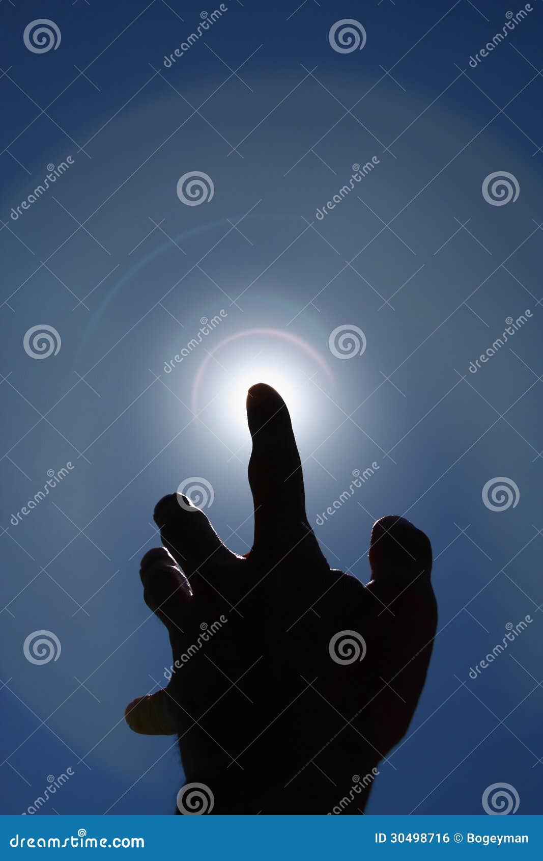 Finger pointing at sun stock photo. Image of star, abstract - 30498716