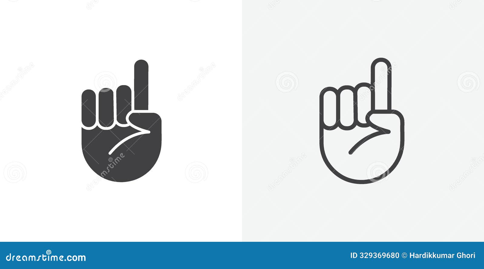 Finger Pointing Thin Line Icon Set Stock Vector - Illustration of ...