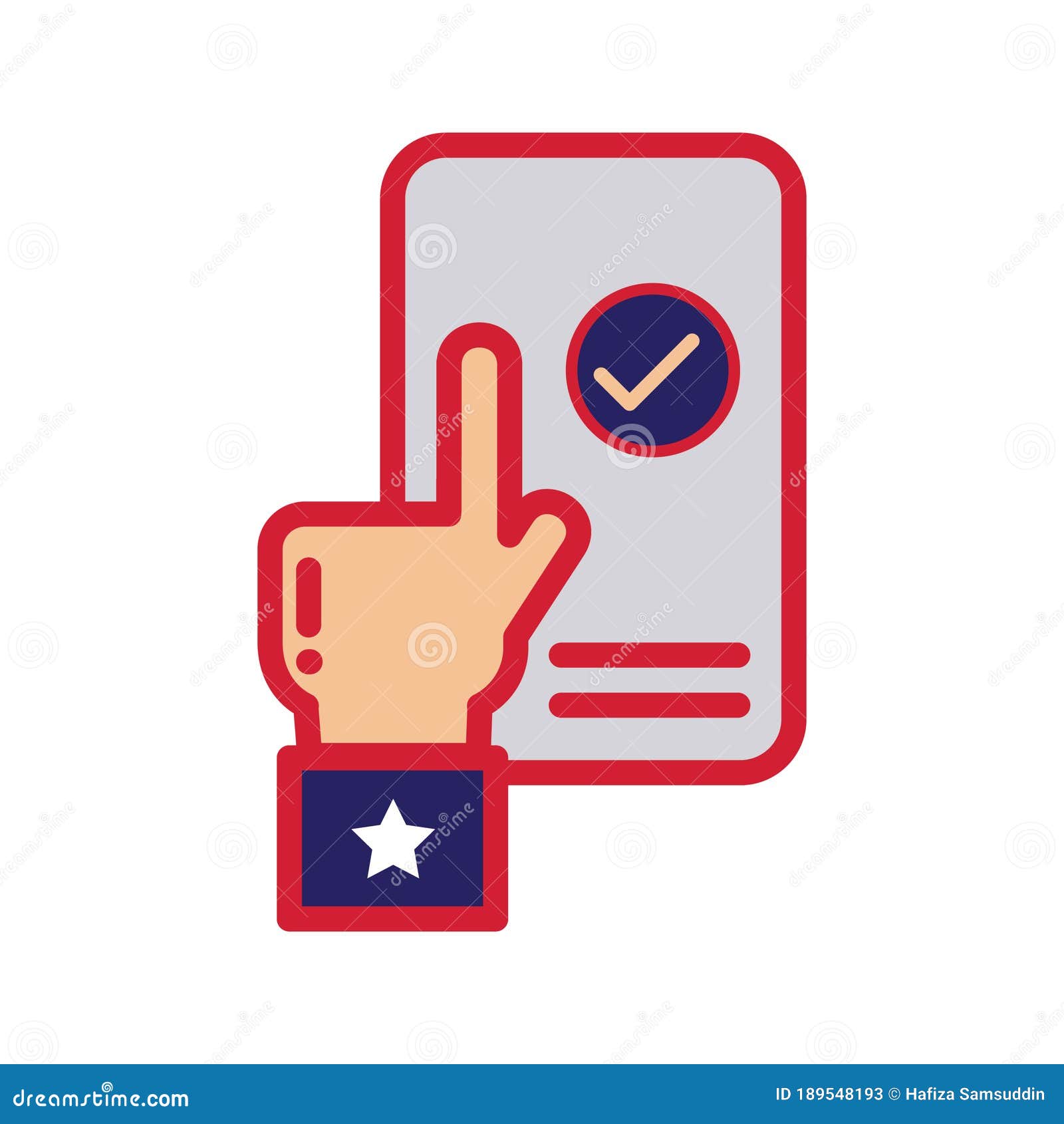 Finger Pointing on Tick. Vector Illustration Decorative Design Stock ...