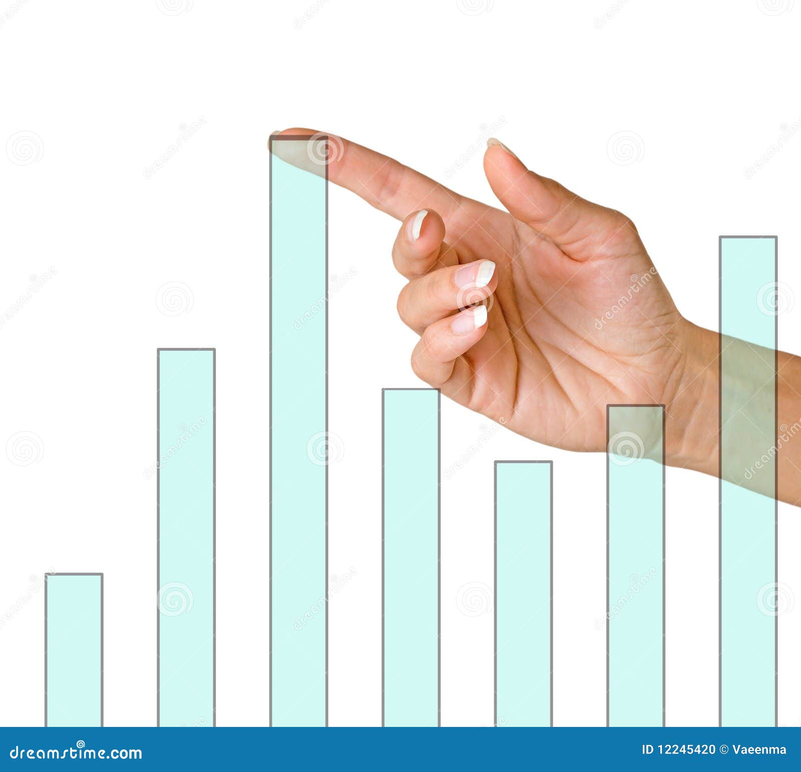 Finger pointing to a chart stock photo. Image of chart - 12245420