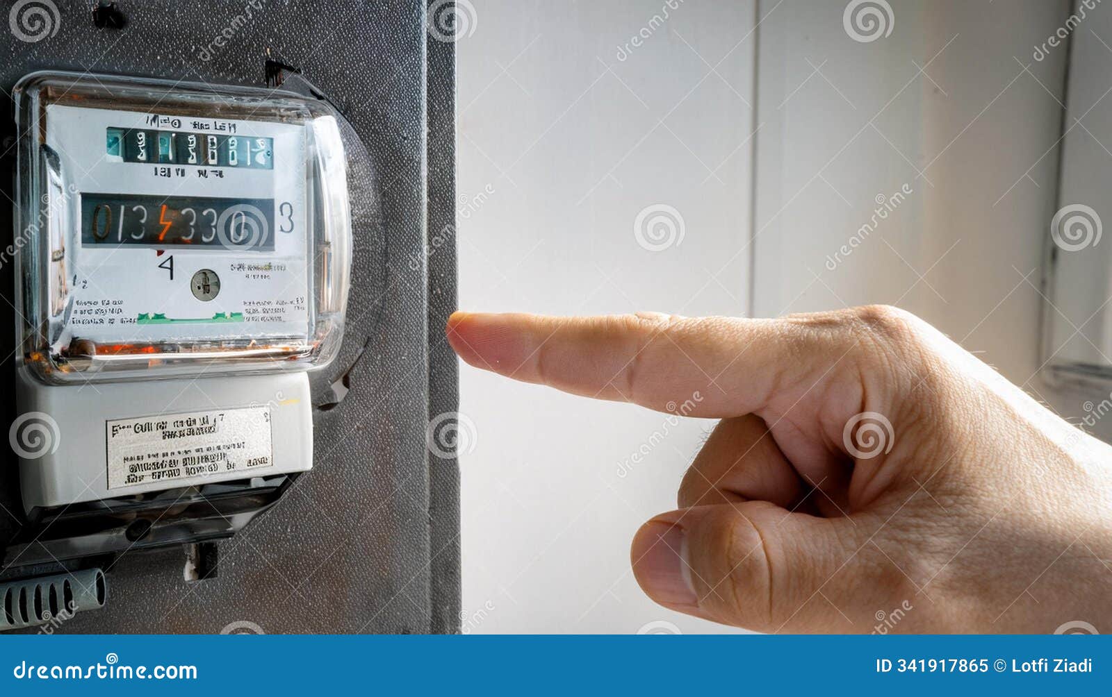 Finger Pointing To Electric Meter Reading Stock Illustration ...