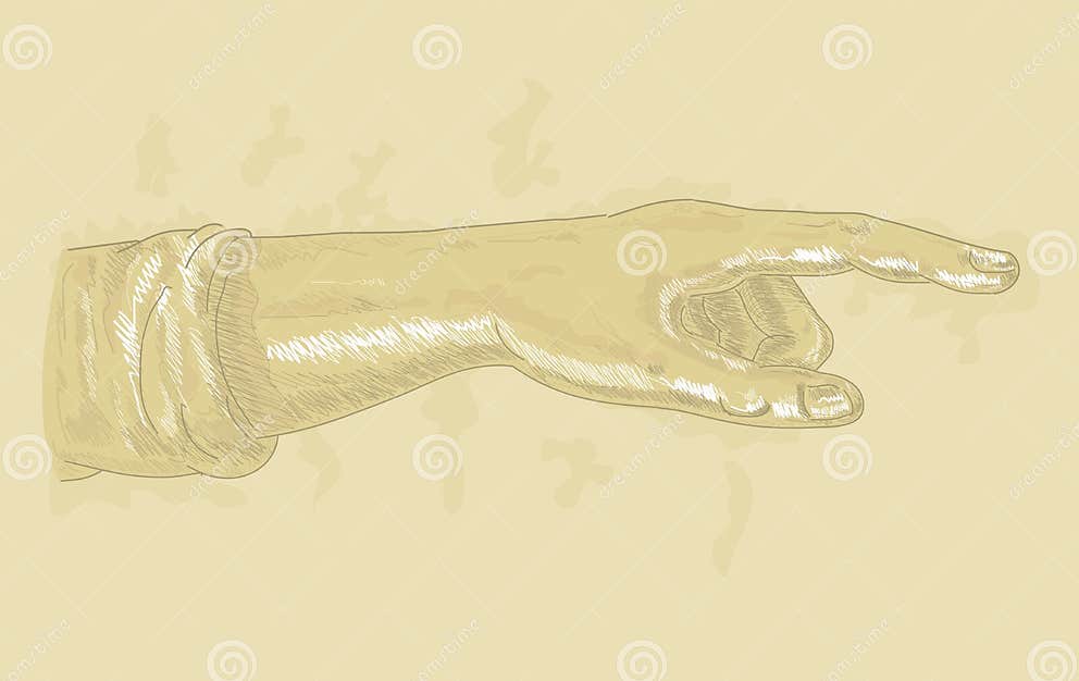 Finger Pointing To Side Drawing Stock Illustration - Illustration of ...
