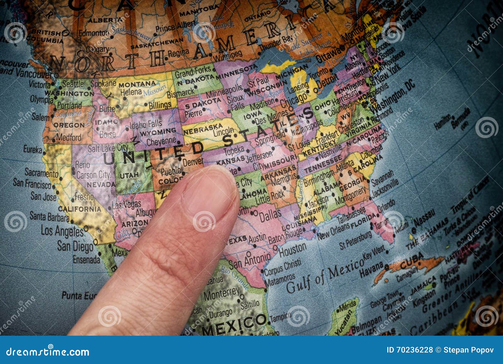 Finger Pointing To USA on a Globe Stock Photo - Image of united ...