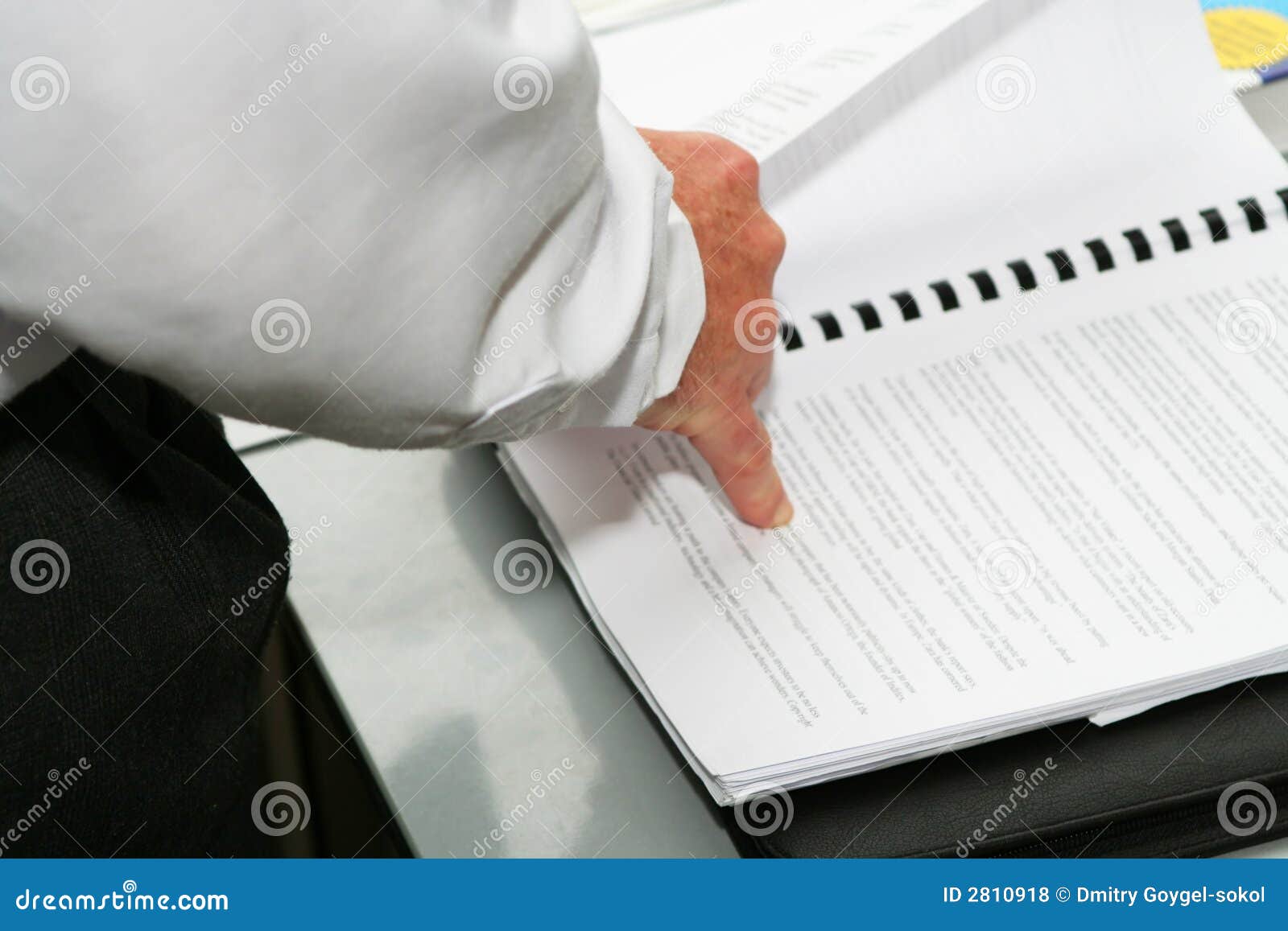 Finger Pointing To the Words Stock Photo - Image of document ...
