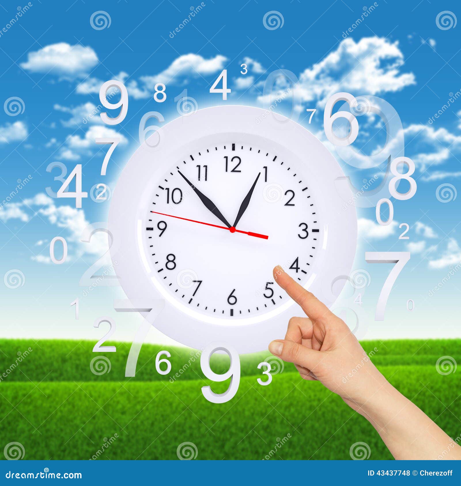 Finger Points To Clock Face with Figures Stock Illustration ...