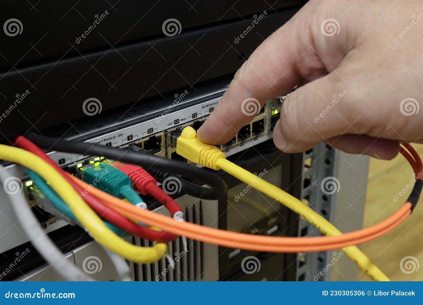 The Finger Points To the Connected UTP Cable To the Switch. Computer ...