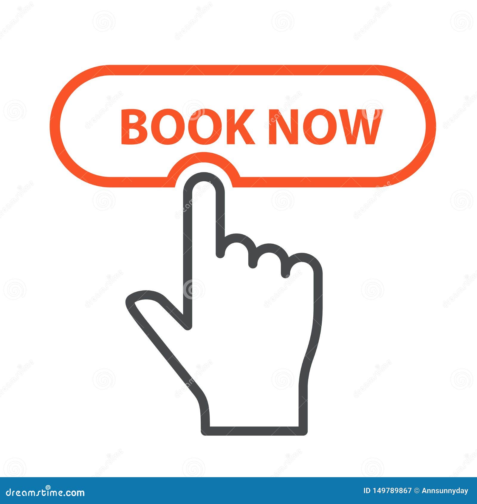 Finger Press Book Now Button - Booking and Reservation Icon Stock ...
