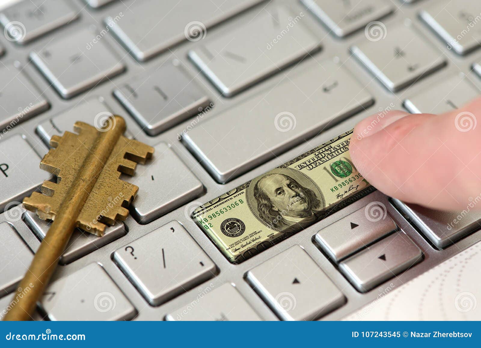 A Finger Press a Button with Dollar Banknote on a Keyboard Stock Image ...