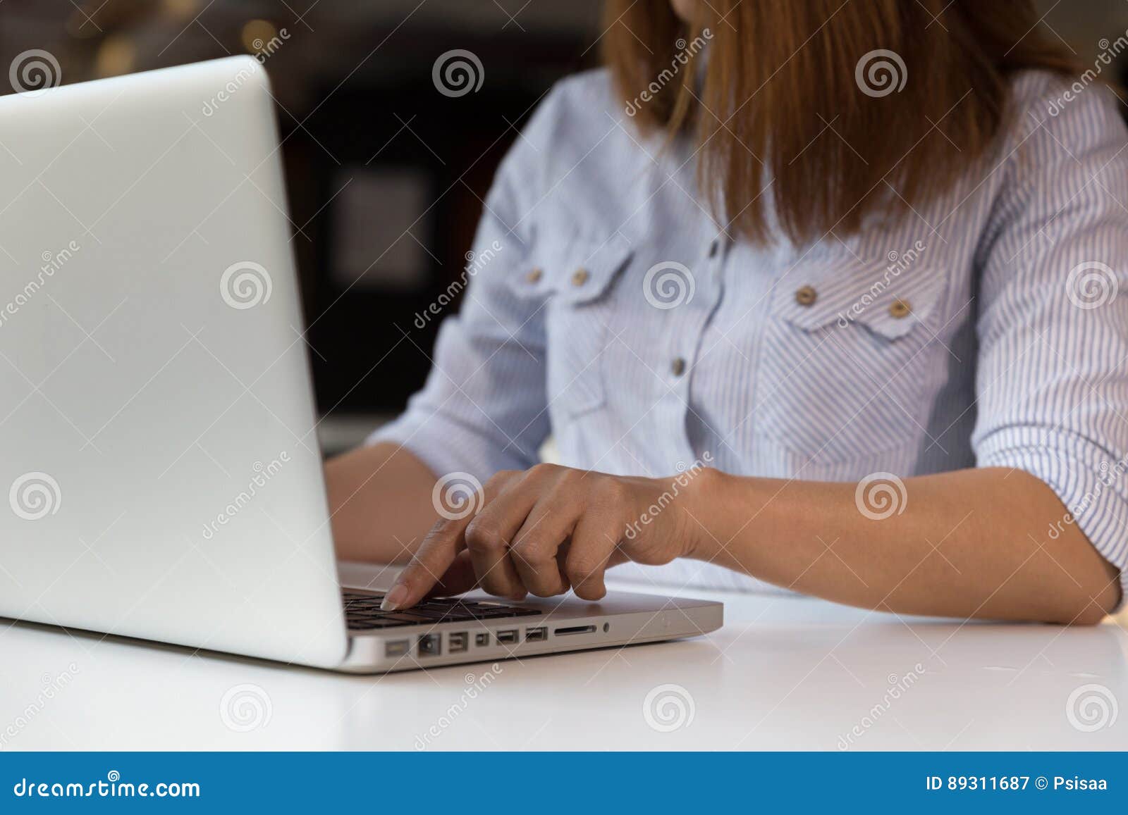 Finger Press Button on Laptop Keyboard Stock Image - Image of home ...