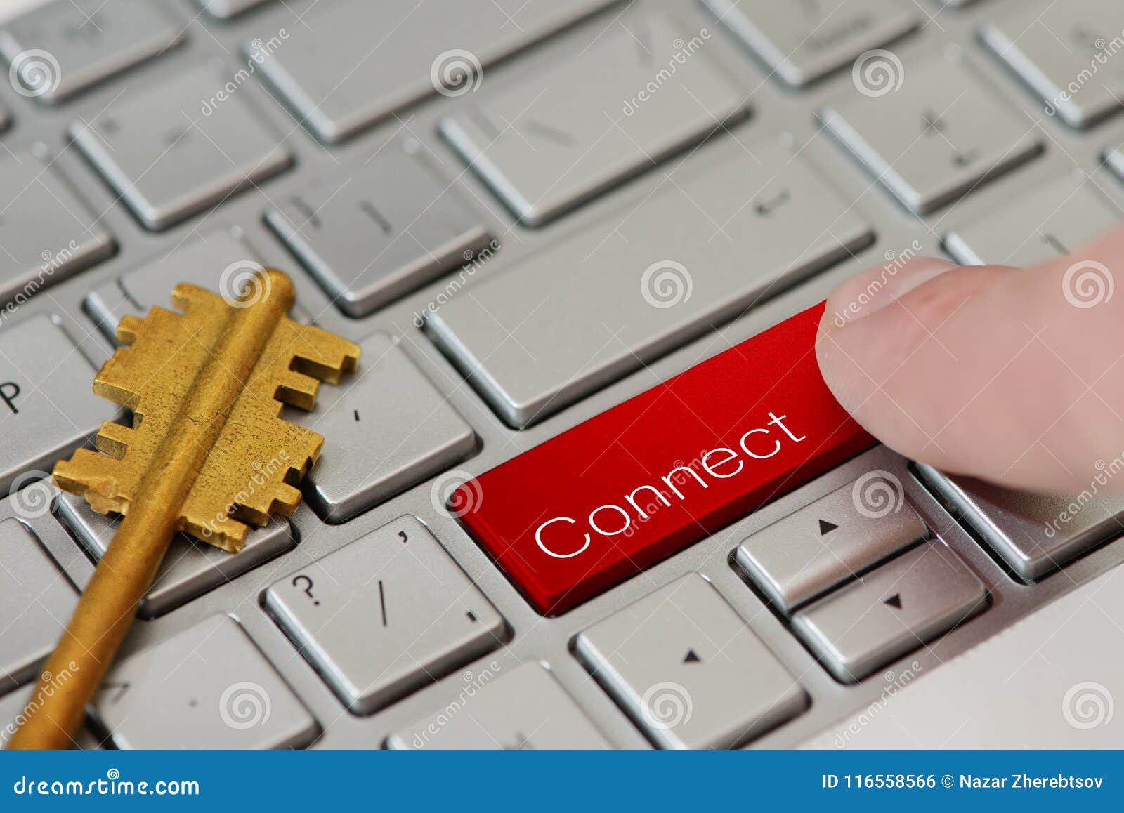 A Finger Press a Button with Text Connect on Laptop Keyboard Stock ...