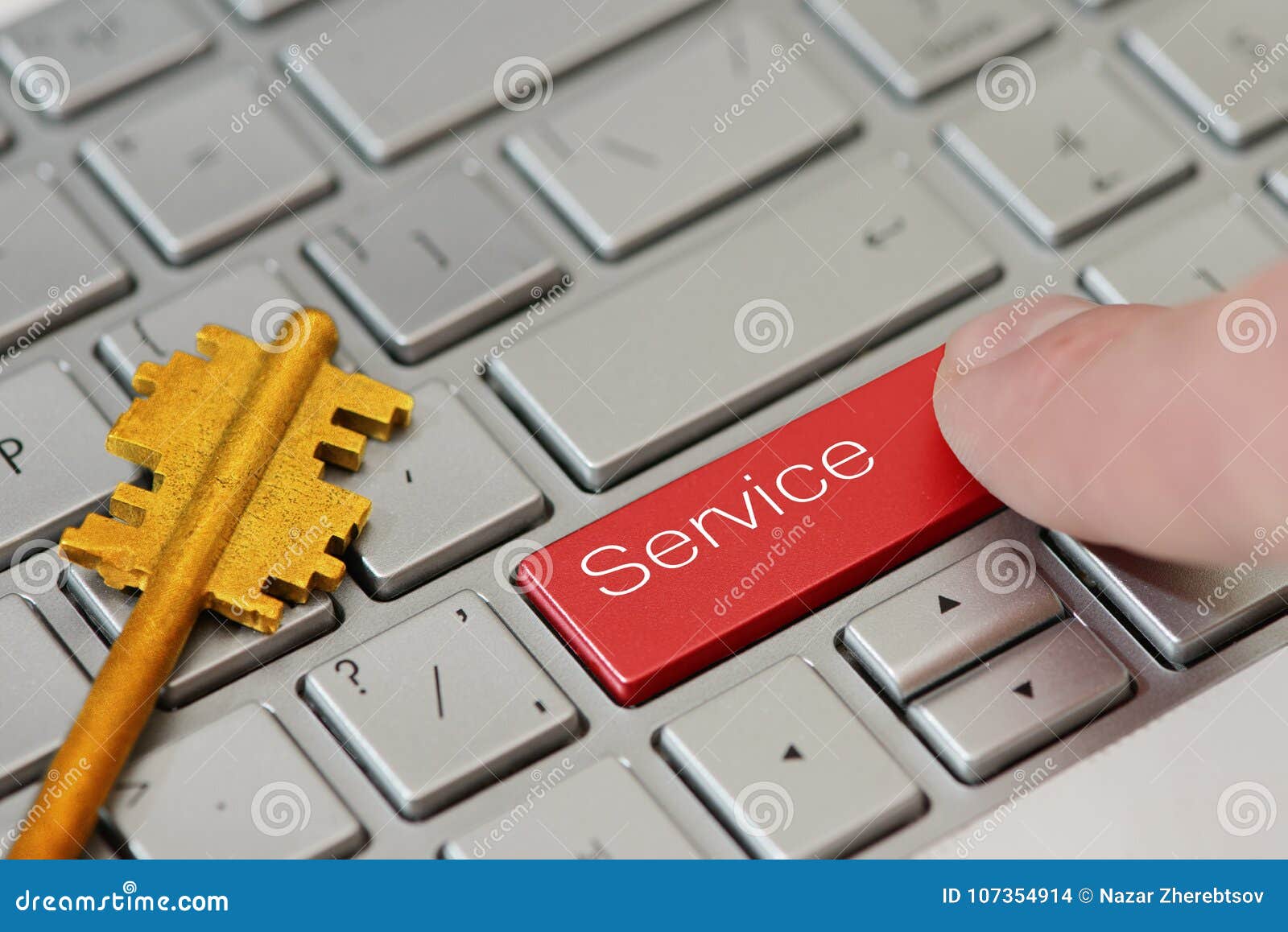 A Finger Press a Button with Text Service on a Keyboard Stock Photo ...