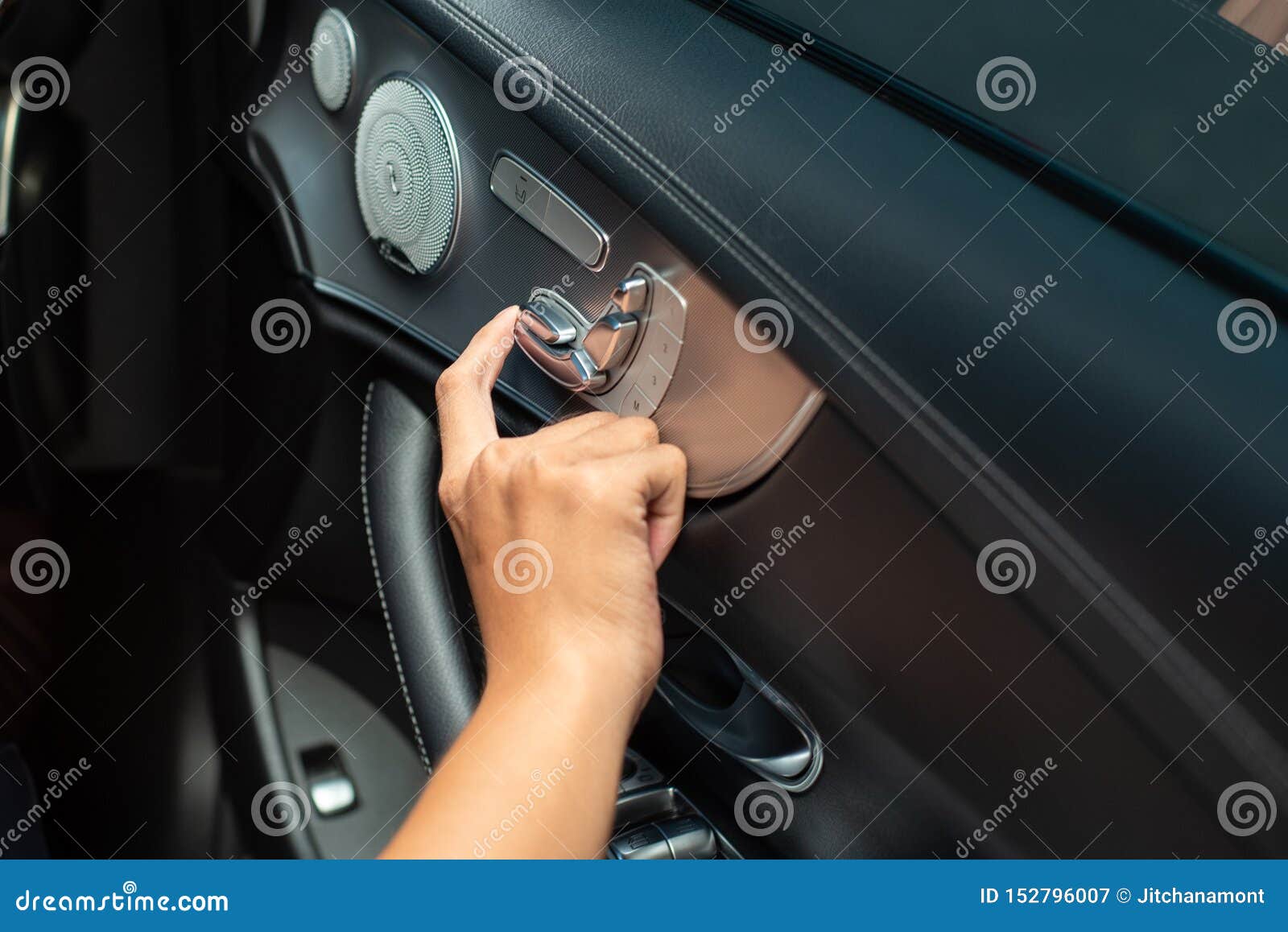 Finger Press on Button To Adjust Seat Stock Image - Image of chair ...