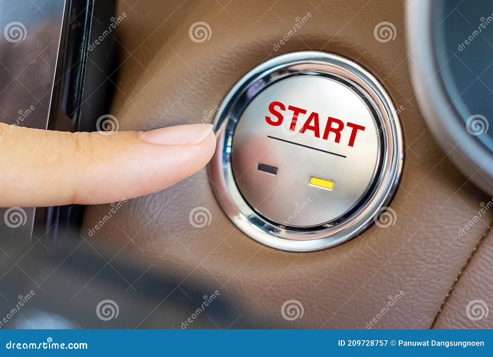 Finger Press a Car Ignition Button or START Engine Inside Modern ...
