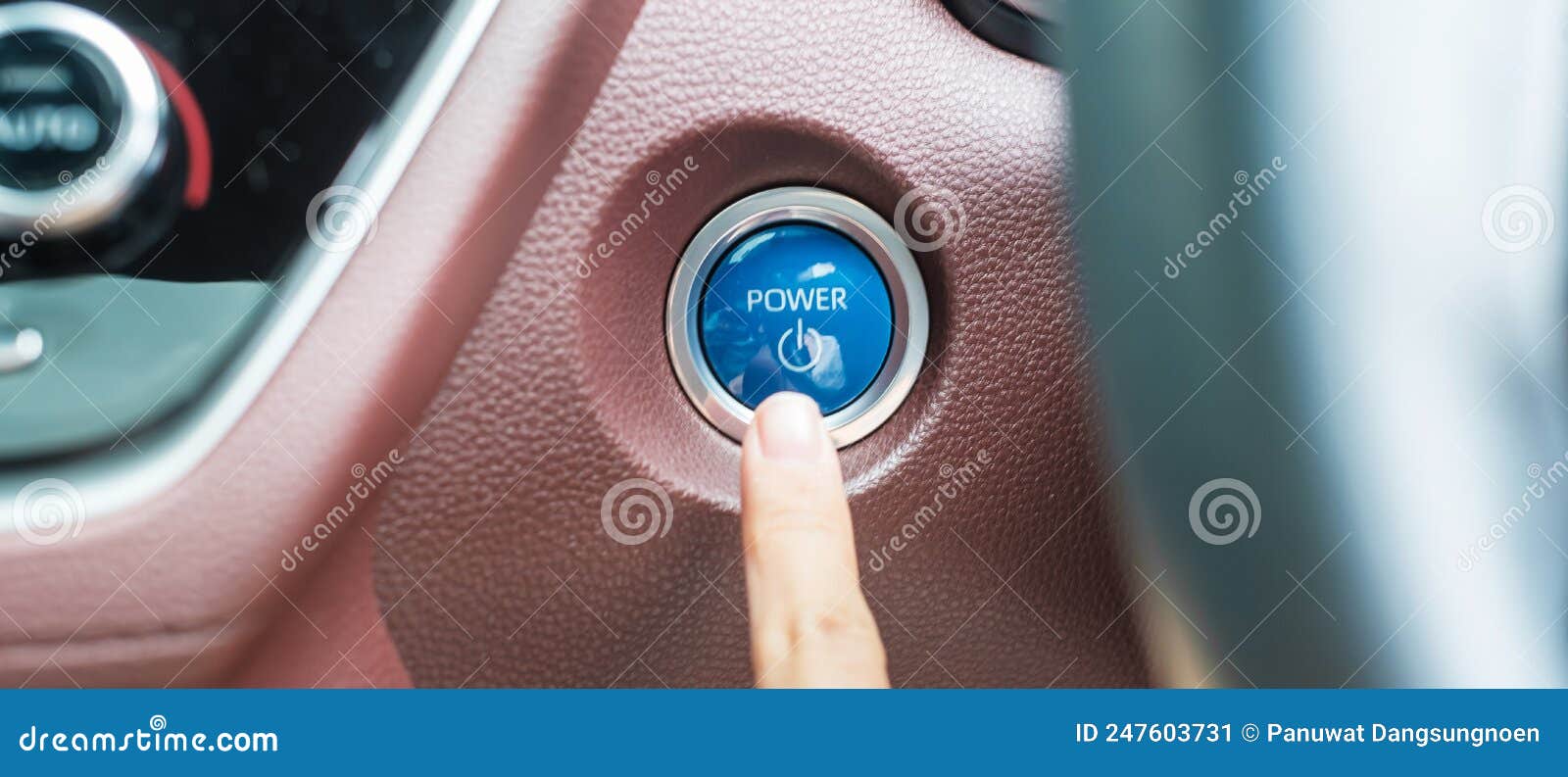 Finger Press a Car Ignition Button or START Engine Inside Modern ...