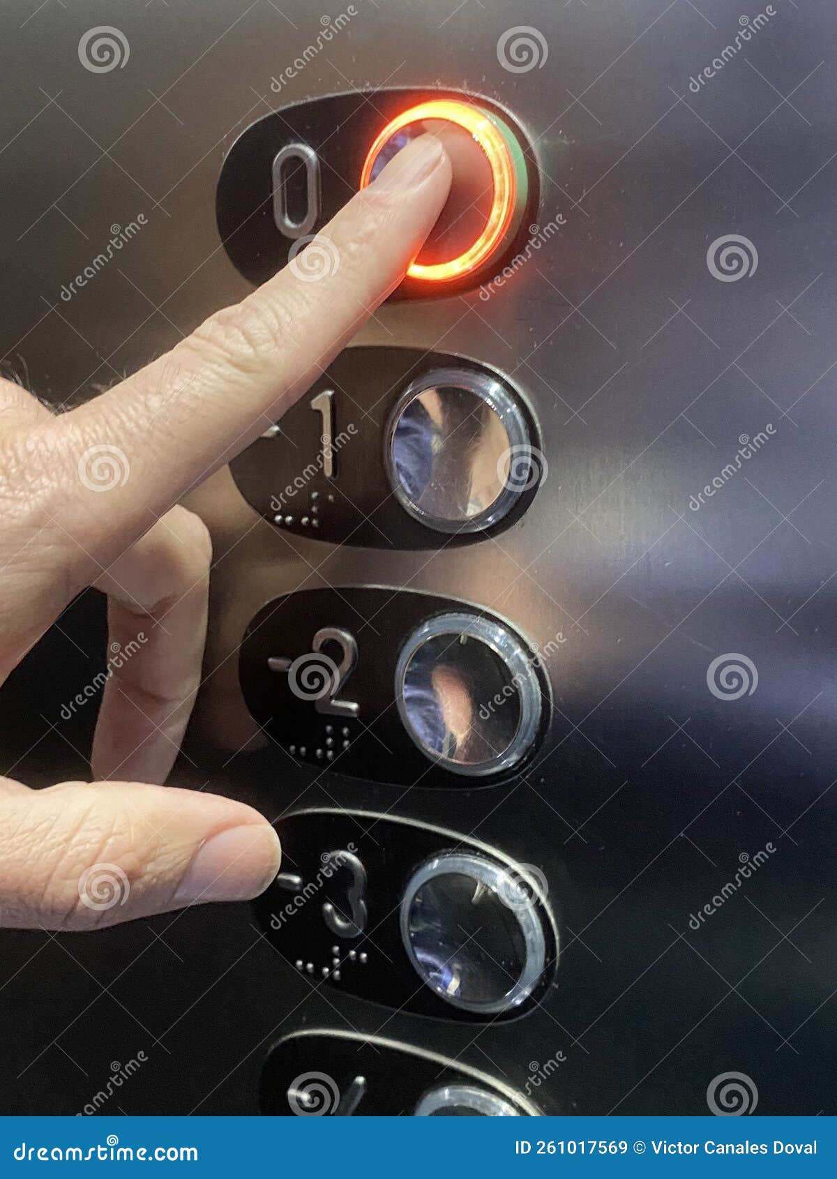 Finger Press Elevator Button with Light. Going Up To Ground Floor Stock ...