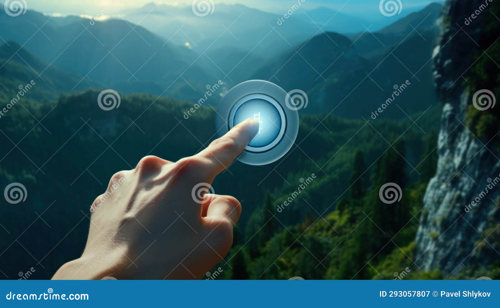 Finger Press on Emergency Stop Switch Button, Machine Control of Nature ...