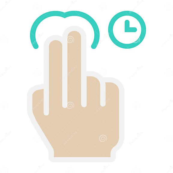 2 Finger Press and Hold Flat Icon, Touch Gesture Stock Vector ...