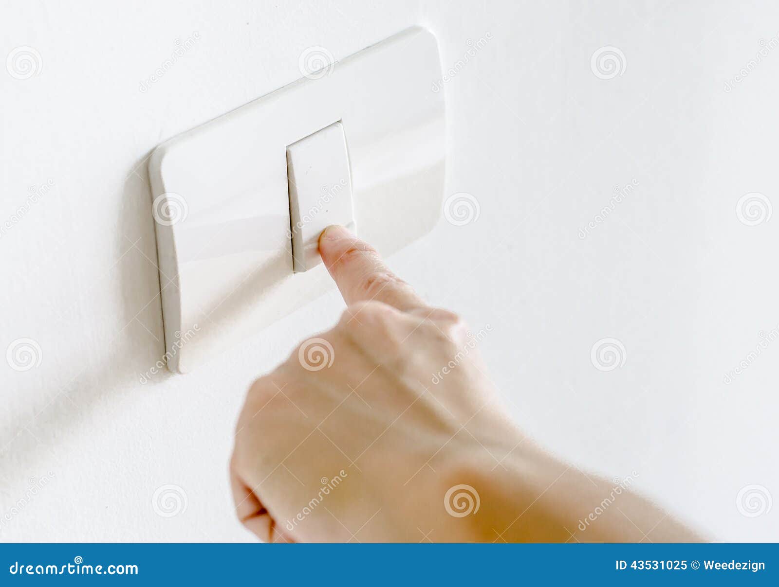 Finger Press on Light Button Stock Image - Image of light, household ...