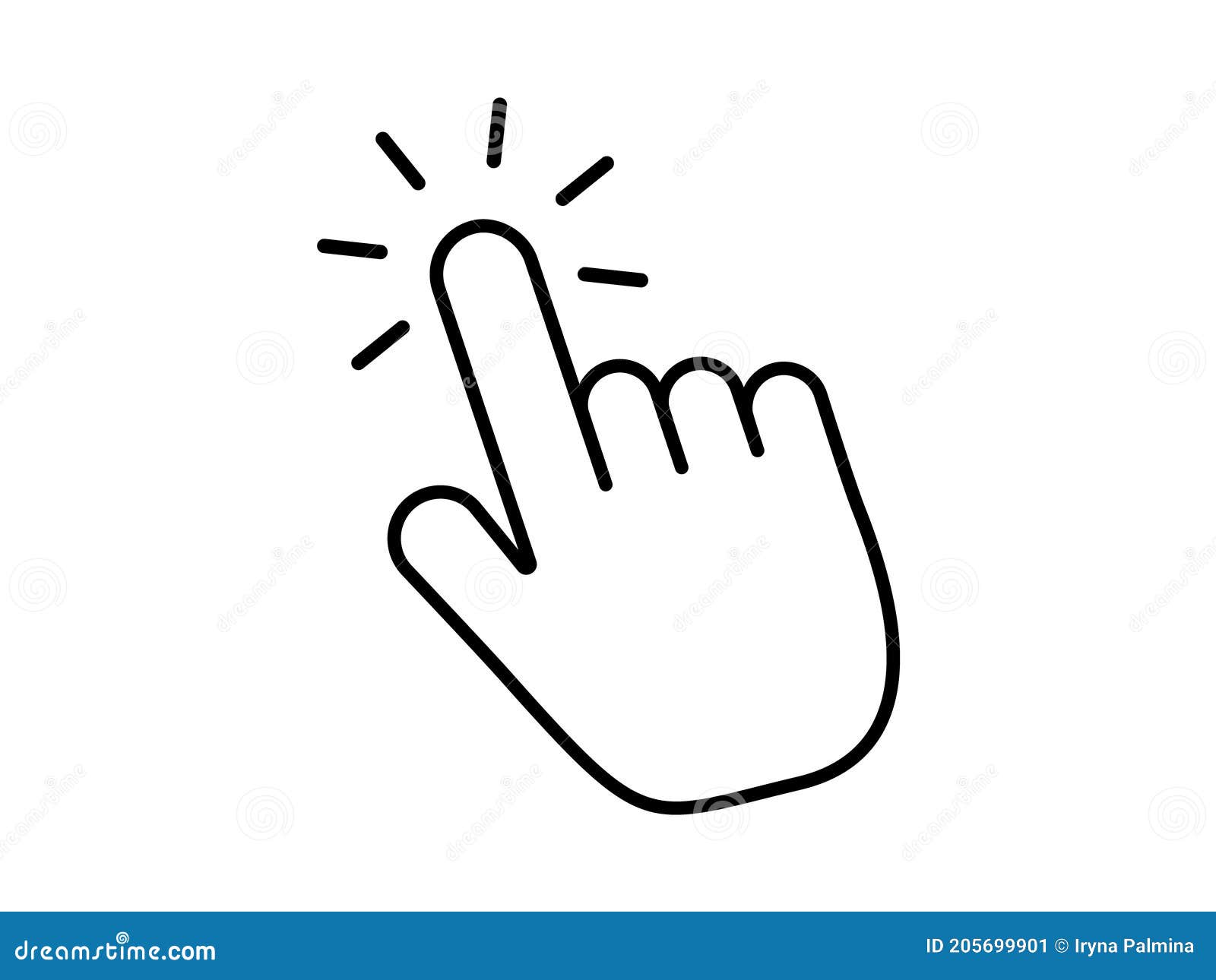 Finger Presses Button Icon. Black Hand Touches Index Finger of Abstract ...